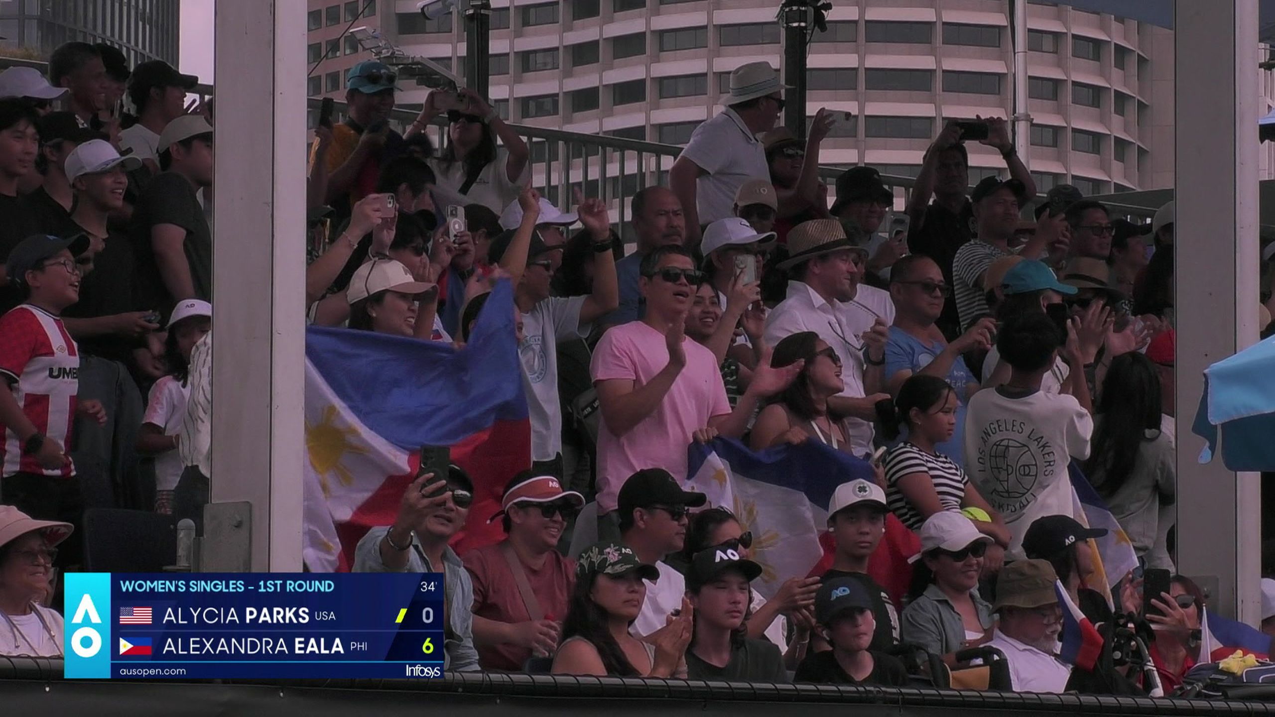 Watch raucous scenes as Alexandra Eala wins set with bagel and her ...