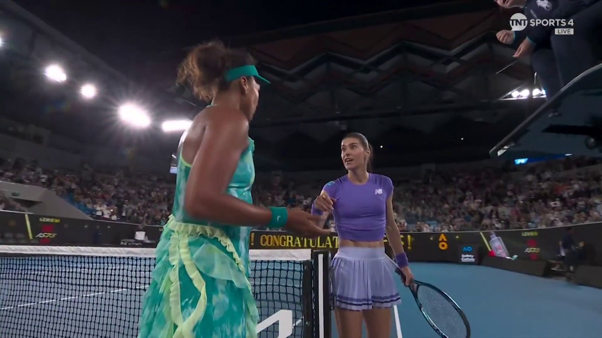 Watch 'very frosty' handshake with Sorana Cirstea 'not happy with Naomi ...