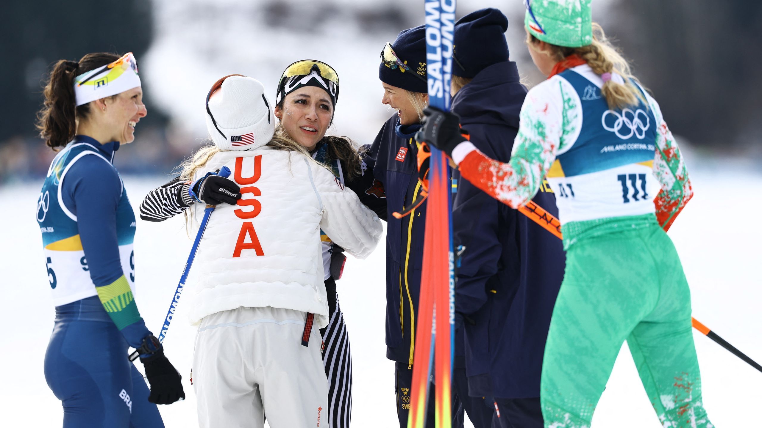 Winter Olympics: Heartwarming scenes as final cross-country skiing ...