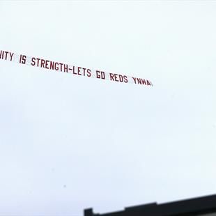 Liverpool plane banner: ‘Unity is strength’ message flown over Anfield ...