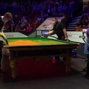 World Snooker Championship 2023: MC Rob Walker helps clean the table ...