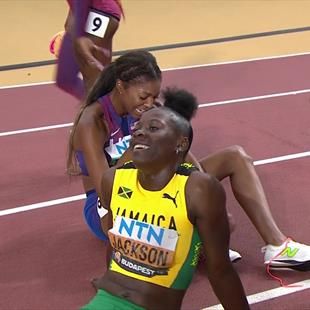 Watch as Shericka Jackson storms to 200m title as Dina Asher-Smith ...