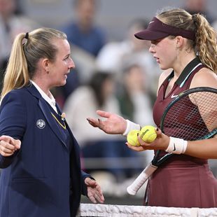 Watch as Mirra Andreeva blasts ball into raucous crowd and gets warning from umpire during ...