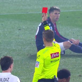 Straight red! Bologna down to 10 as Torbjorn Heggem sent off for ...