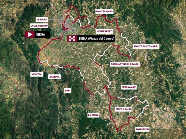 Strade Bianche men's race route map - Cycling video - TNT Sports