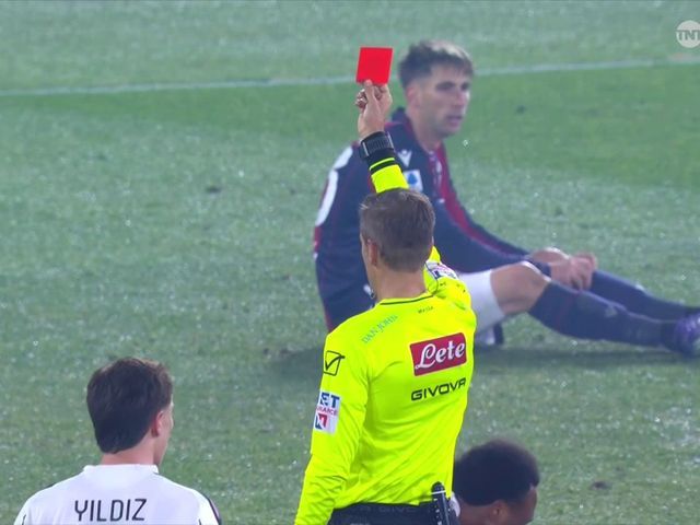 Straight red! Bologna down to 10 as Torbjorn Heggem sent off for ...