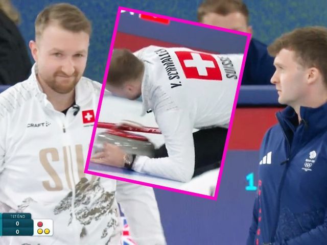 Winter Olympics 2026: Switzerland curler slips on the ice as Bruce ...